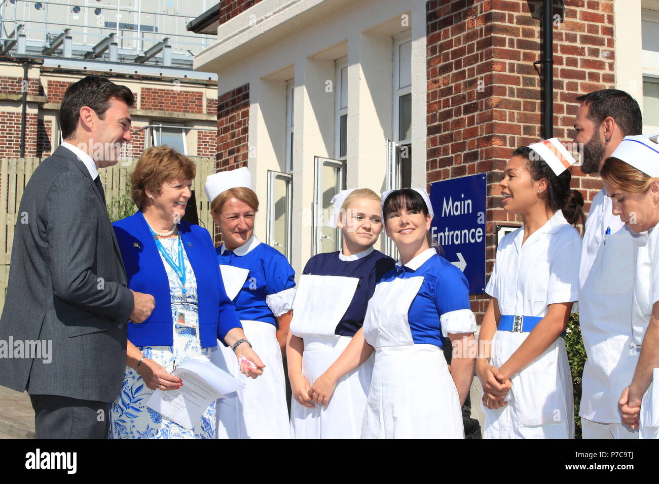 Mayor of Greater Manchester Andy Burnham meets nurses dressed in ...