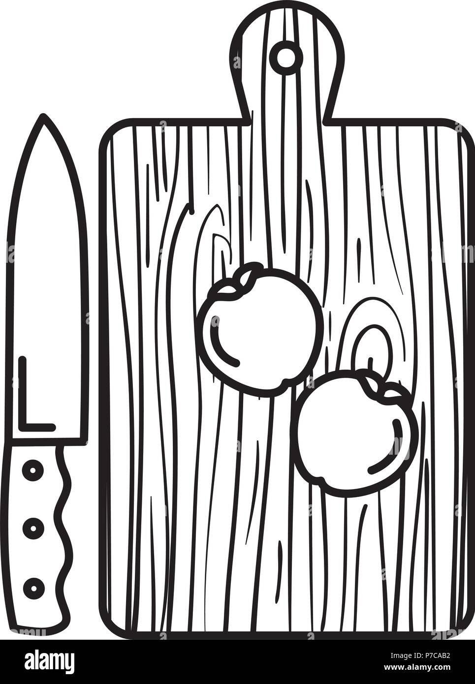 wooden kitchen board with knife vector illustration design Stock Vector ...