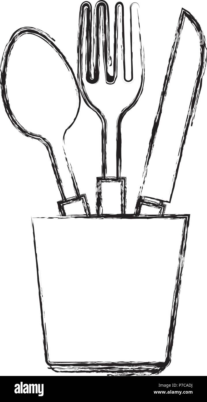 cutlery holder with utensils vector illustration design Stock Vector ...