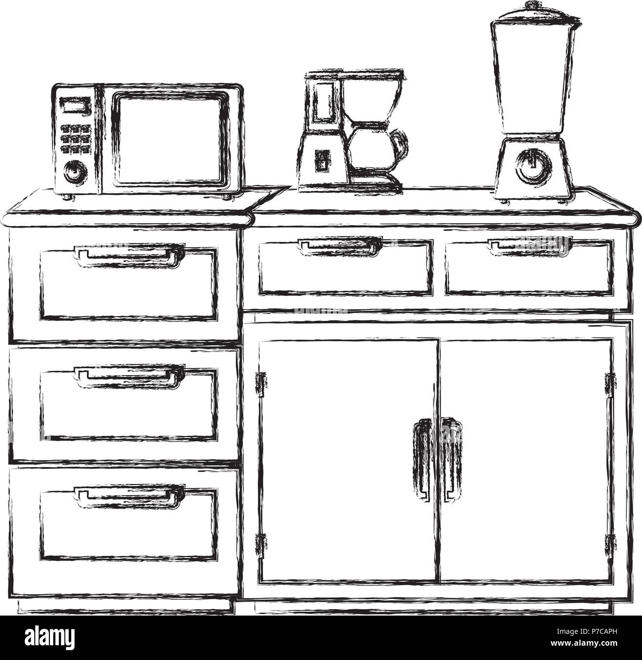 drawer wooden with utensils vector illustration design Stock Vector ...