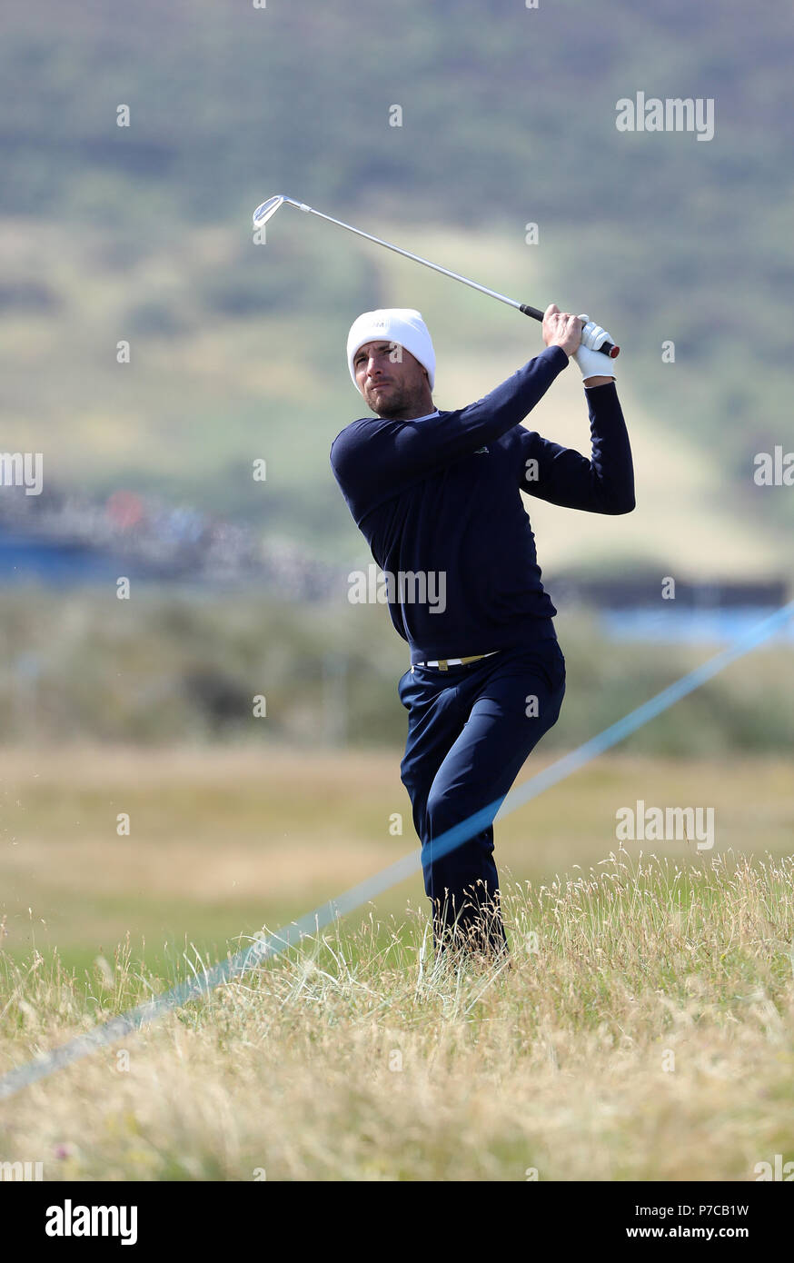 France's Benjamin Hebert from the rough on the eleventh during day one ...