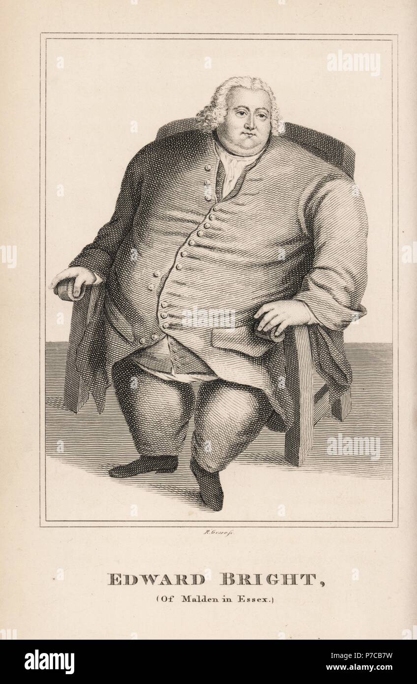 Edward Bright, the fat man of Malden, Essex. Copperplate engraving by R ...