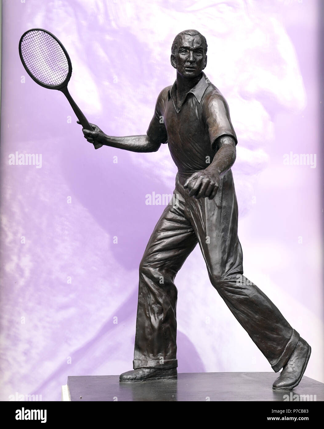 A general view of the Fred Perry statue on day four of the Wimbledon ...