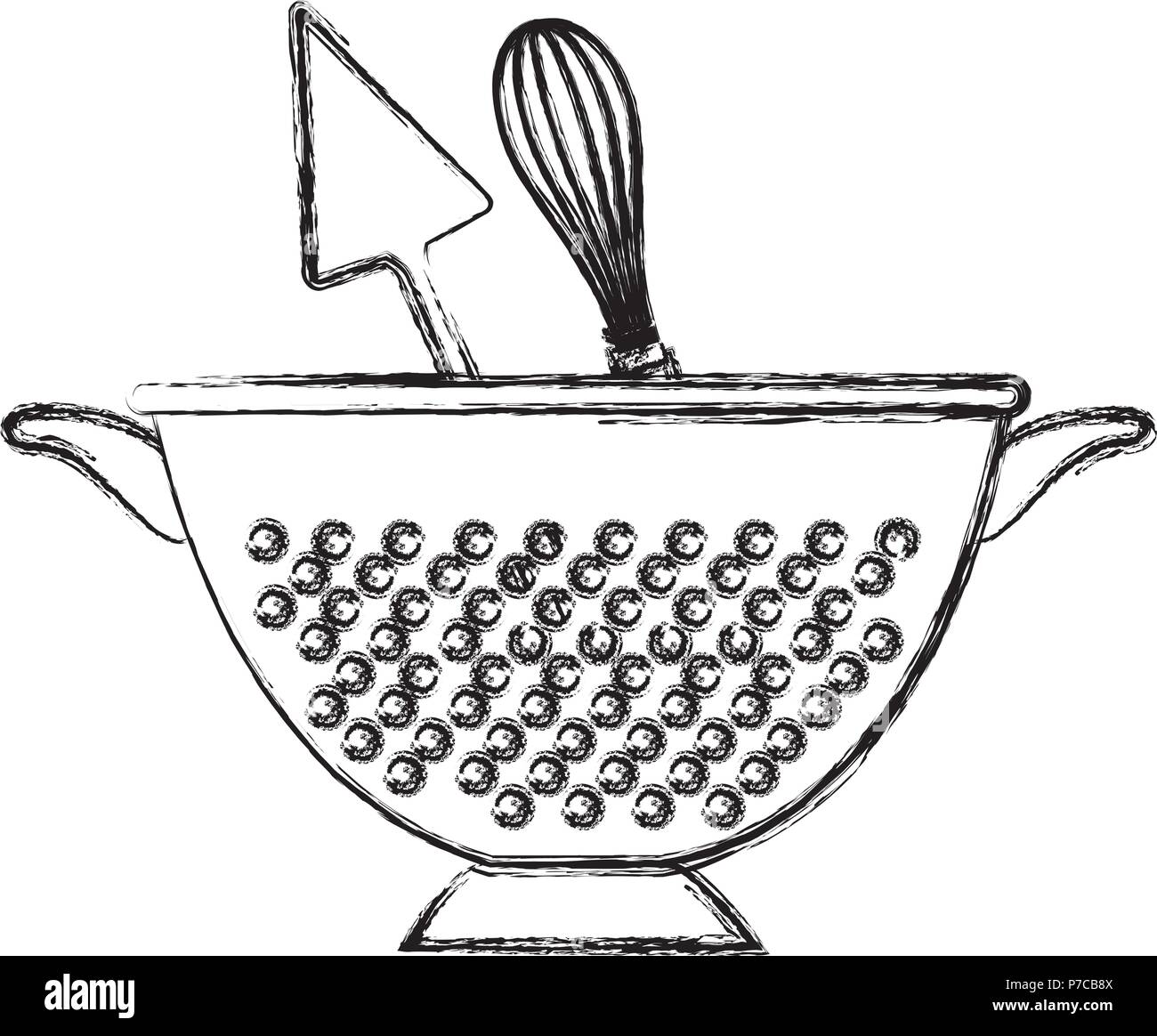 kitchen colander with cutleries vector illustration design Stock Vector ...