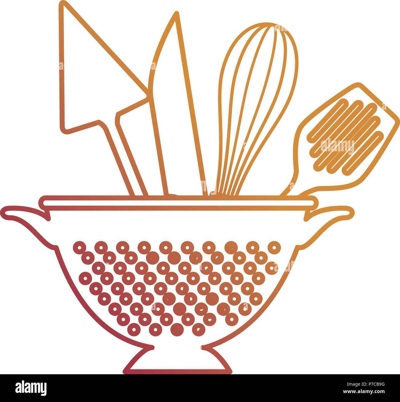 kitchen colander with cutleries vector illustration design Stock Vector ...