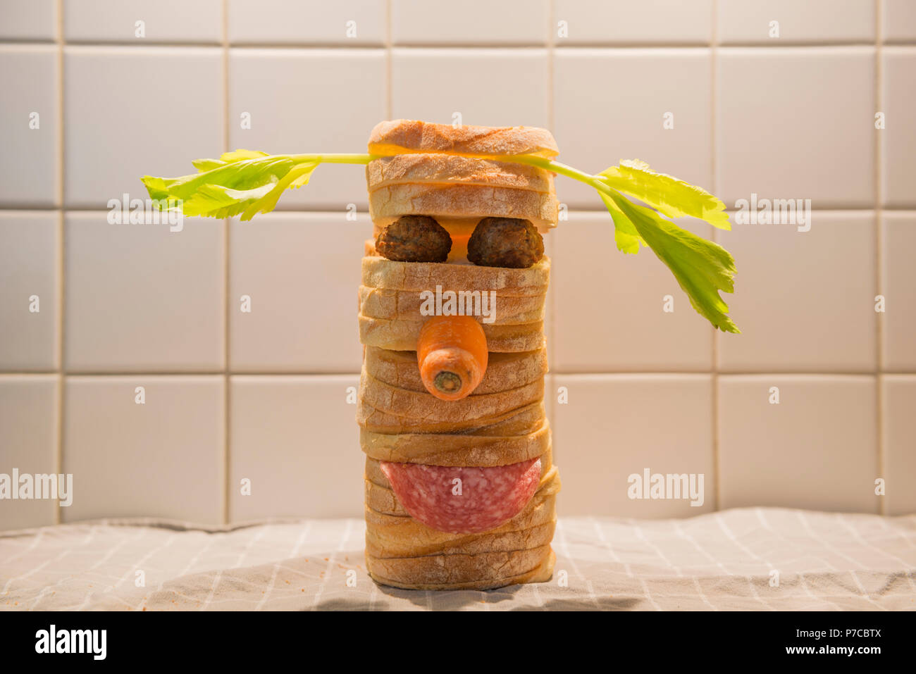 Sandwich with Face Stock Photo - Alamy