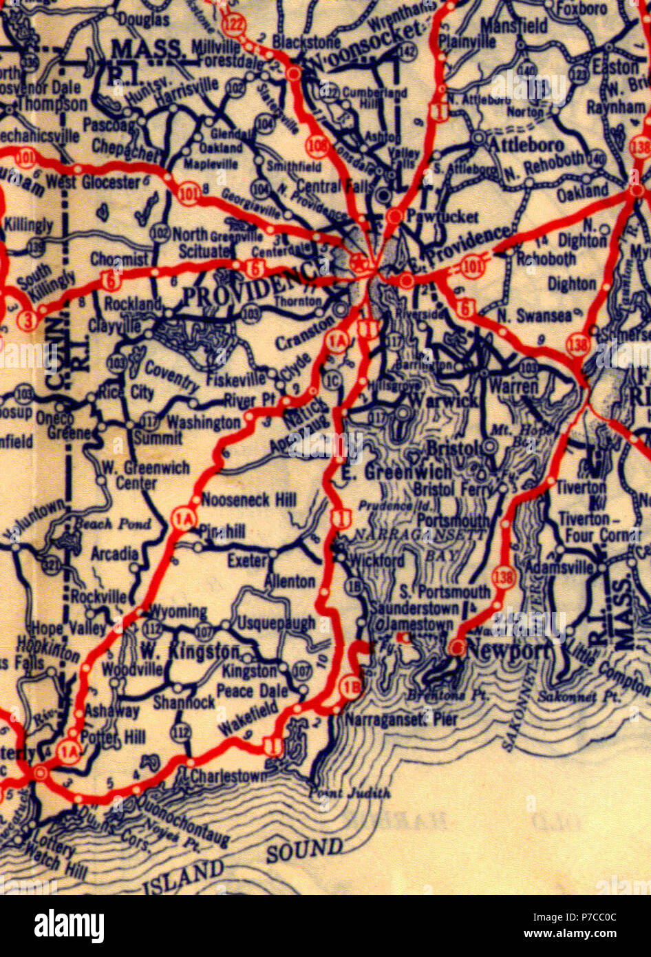1929 Rhode Island road map Stock Photo - Alamy