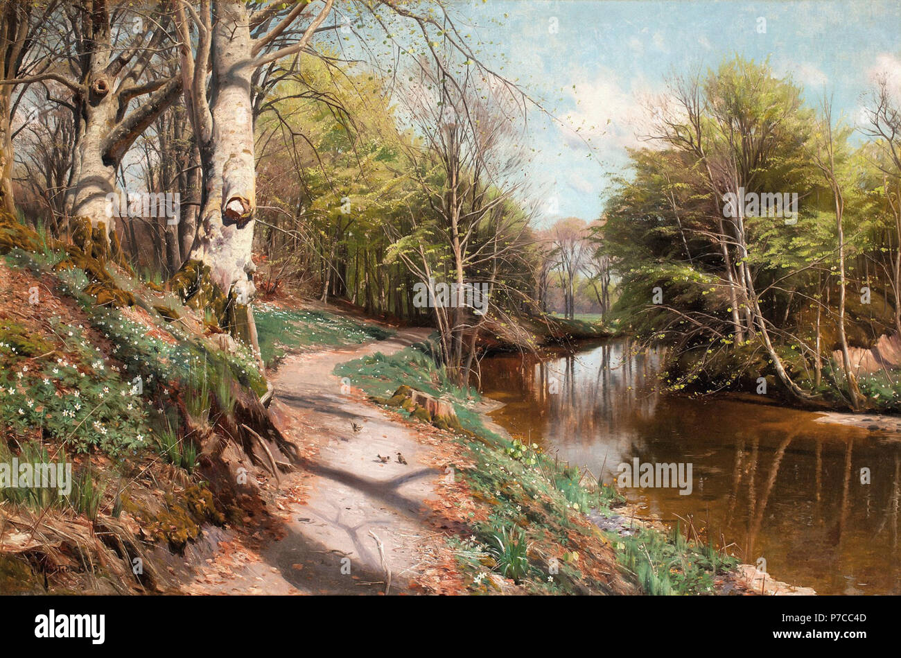 Monsted Peder Mork - Spring Landscape with Water Stock Photo - Alamy