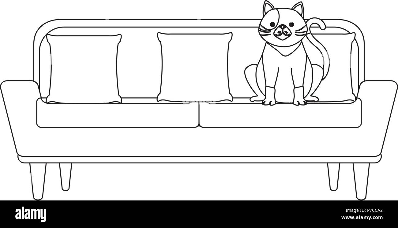 cute cat pet in the sofa character vector illustration design Stock ...