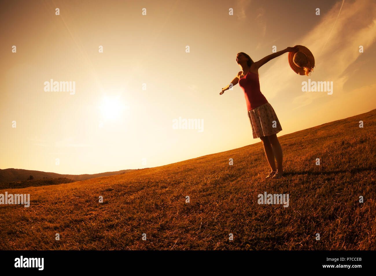 Young woman enjoying summer hi-res stock photography and images - Alamy