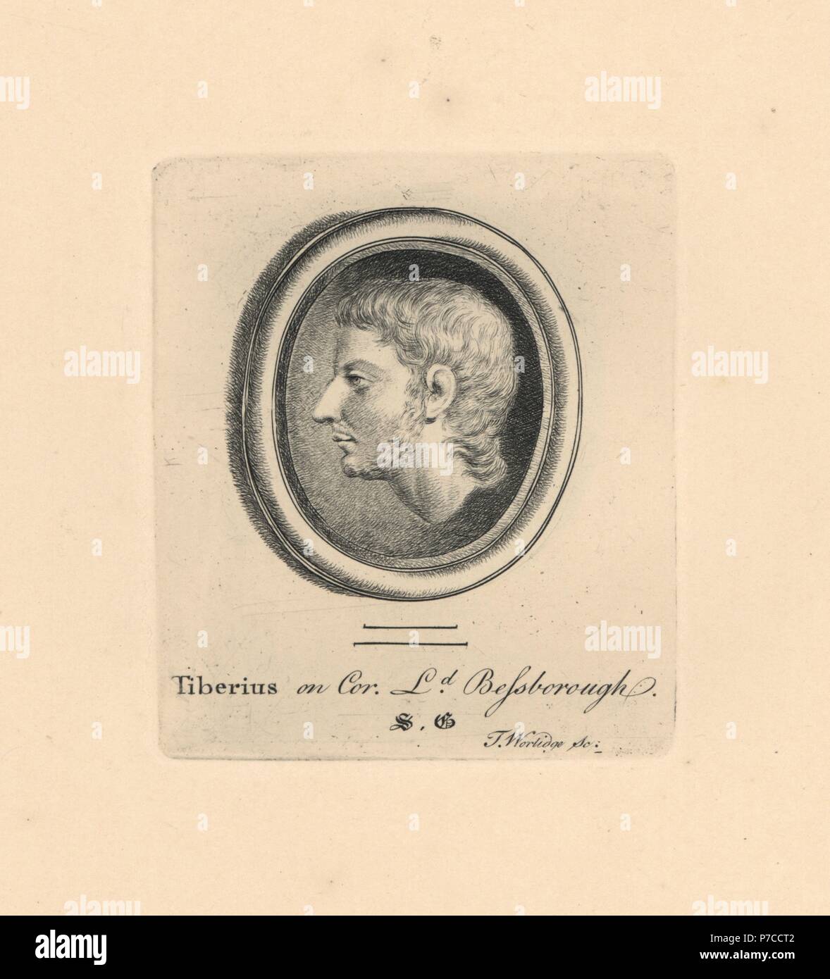 Portrait of Tiberius Caesar, Roman Emperor, on cornelian in the ...