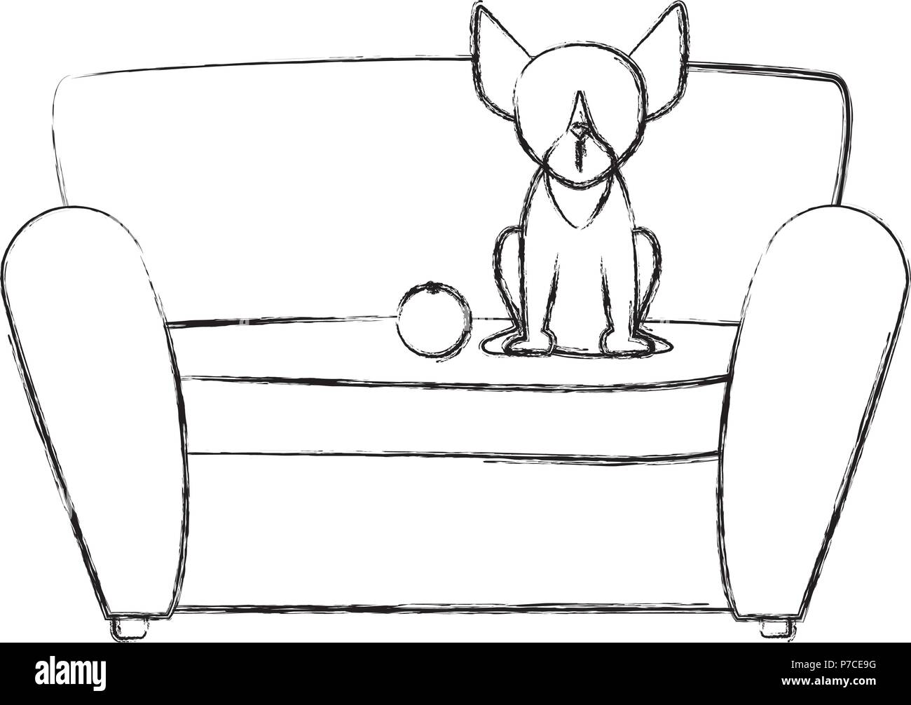 cute dog pet in the sofa character vector illustration design Stock ...