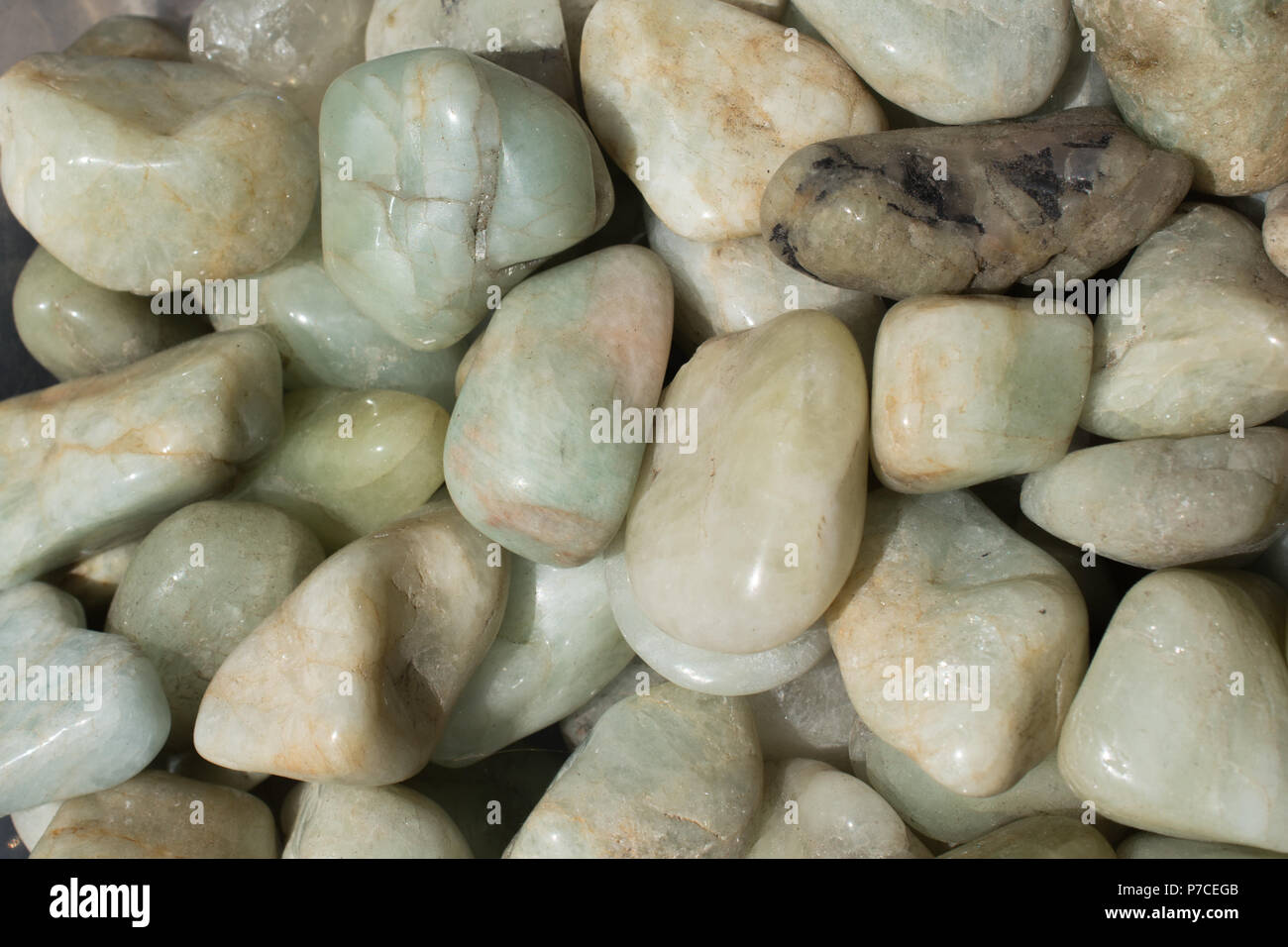 aquamarine (blue beryl) gem stone as natural mineral rock specimen ...