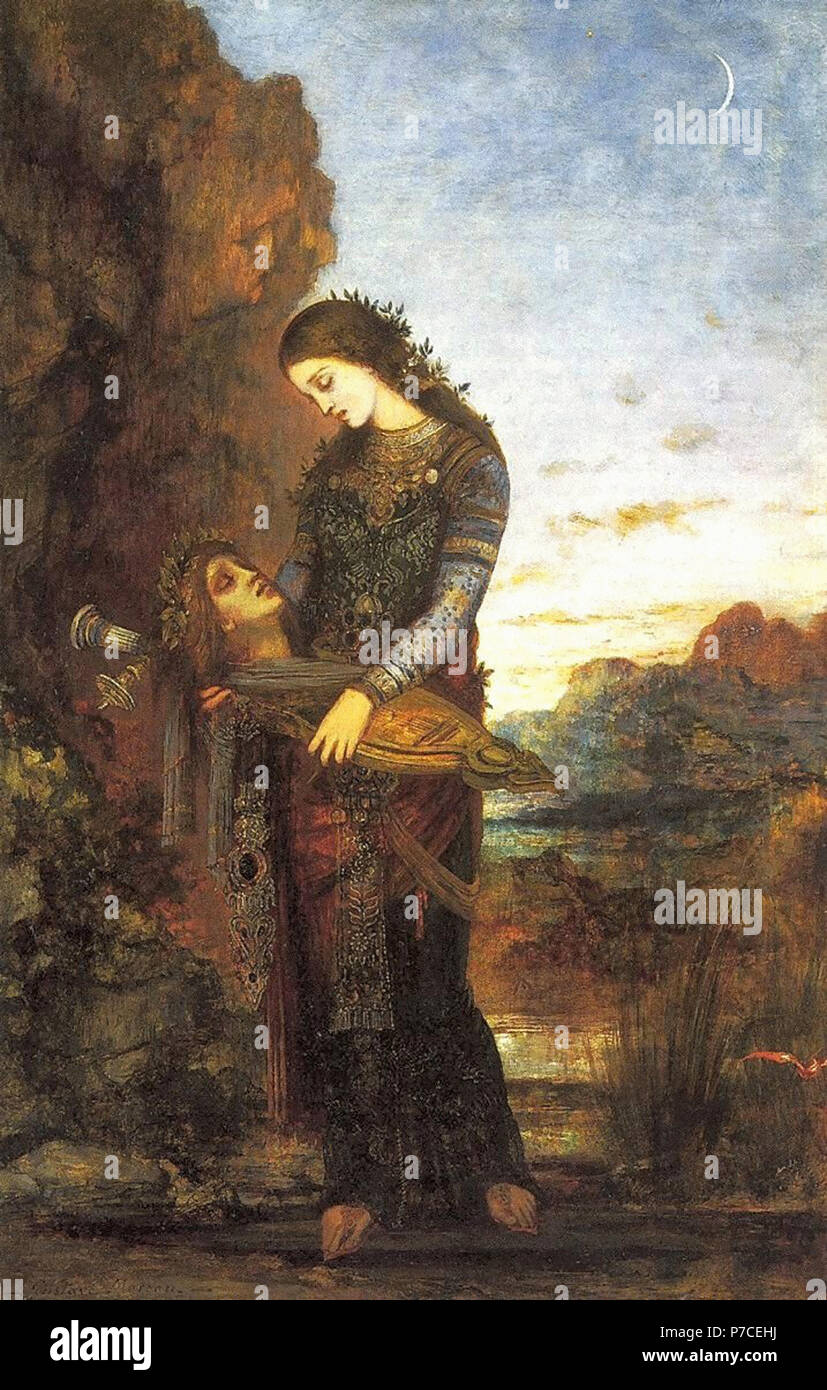 Moreau Gustave - Young Thracian Woman Carrying the Head of Orpheus 1 ...