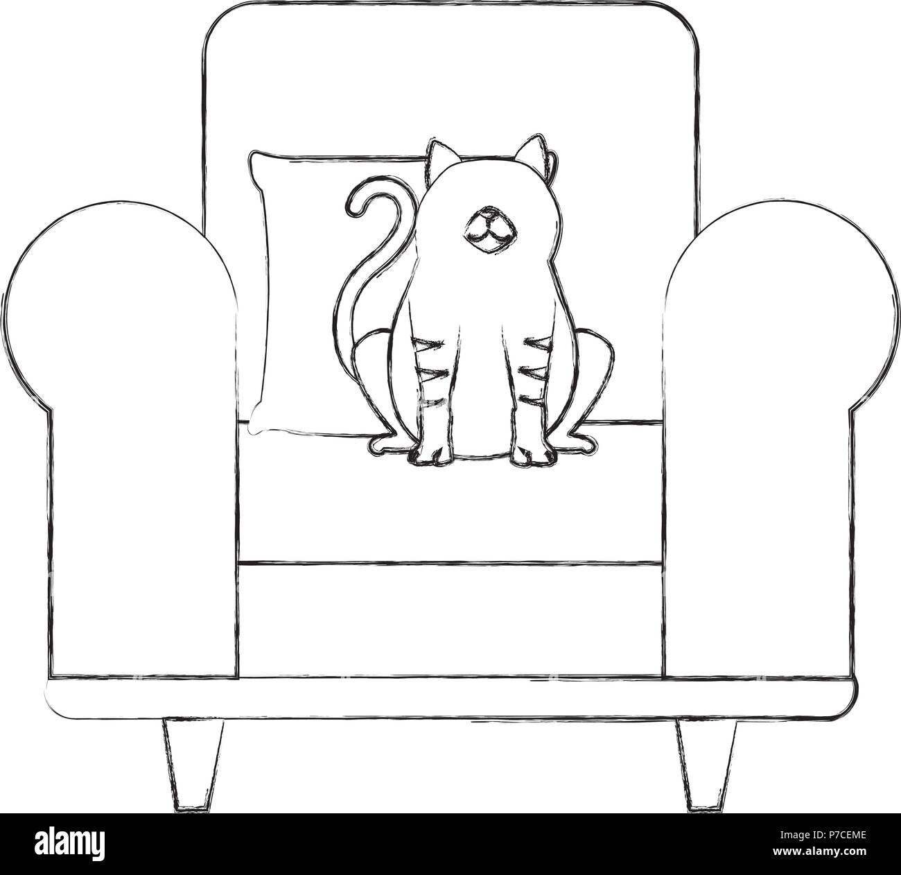 cute cat pet in the sofa character Stock Vector Image & Art - Alamy