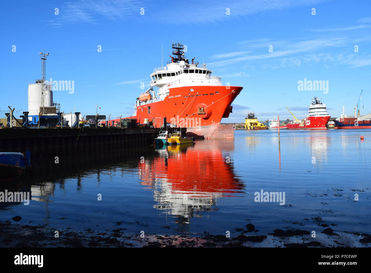 Oil Supply Vessel Pacific Leader in Montrose Harbour, Scotland Stock ...