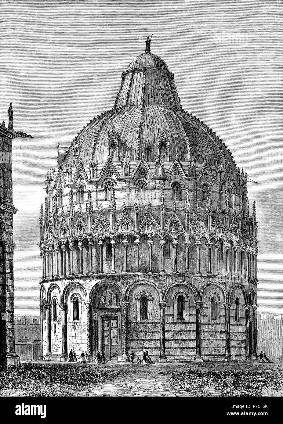 Pisa, Italy - the round baptistery of St. John in Piazza dei miracoli ...