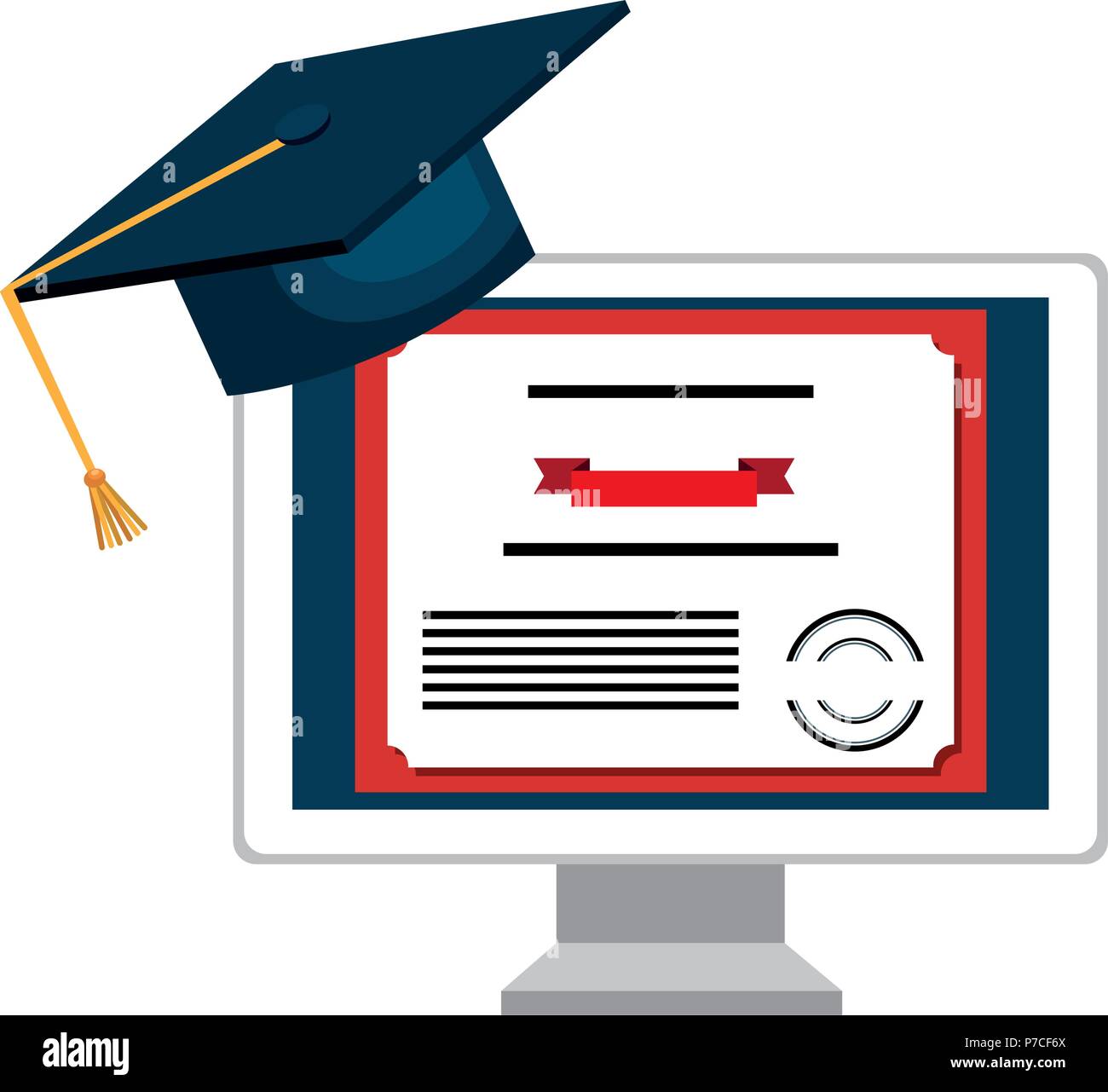 computer desktop with diploma and hat Stock Vector Image & Art - Alamy