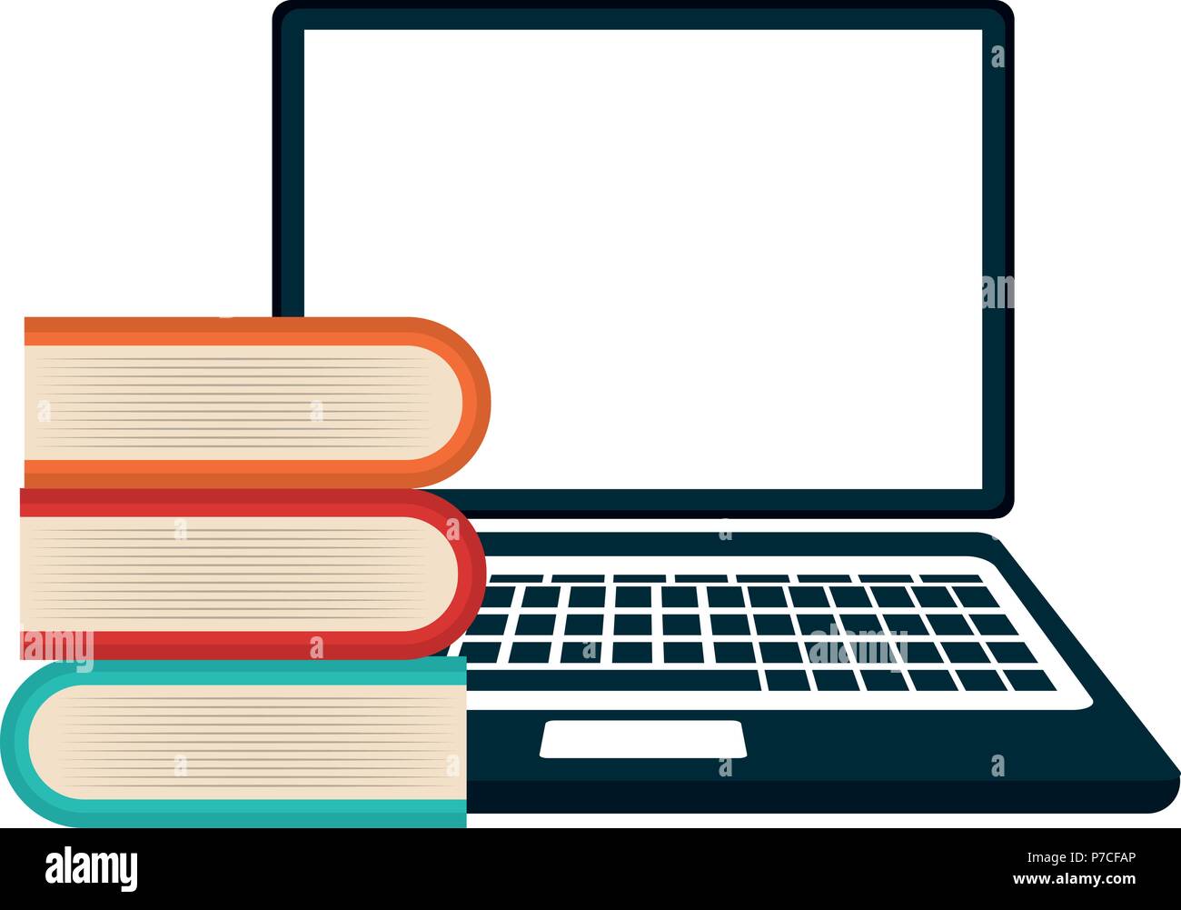 education text books with laptop Stock Vector Image & Art - Alamy