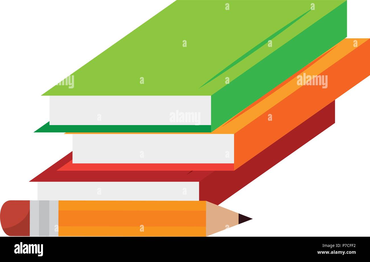 education text books with pencils Stock Vector Image & Art - Alamy