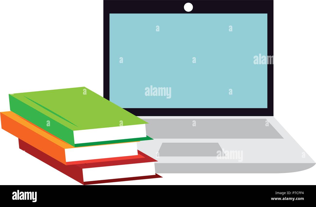 education text books with laptop Stock Vector Image & Art - Alamy