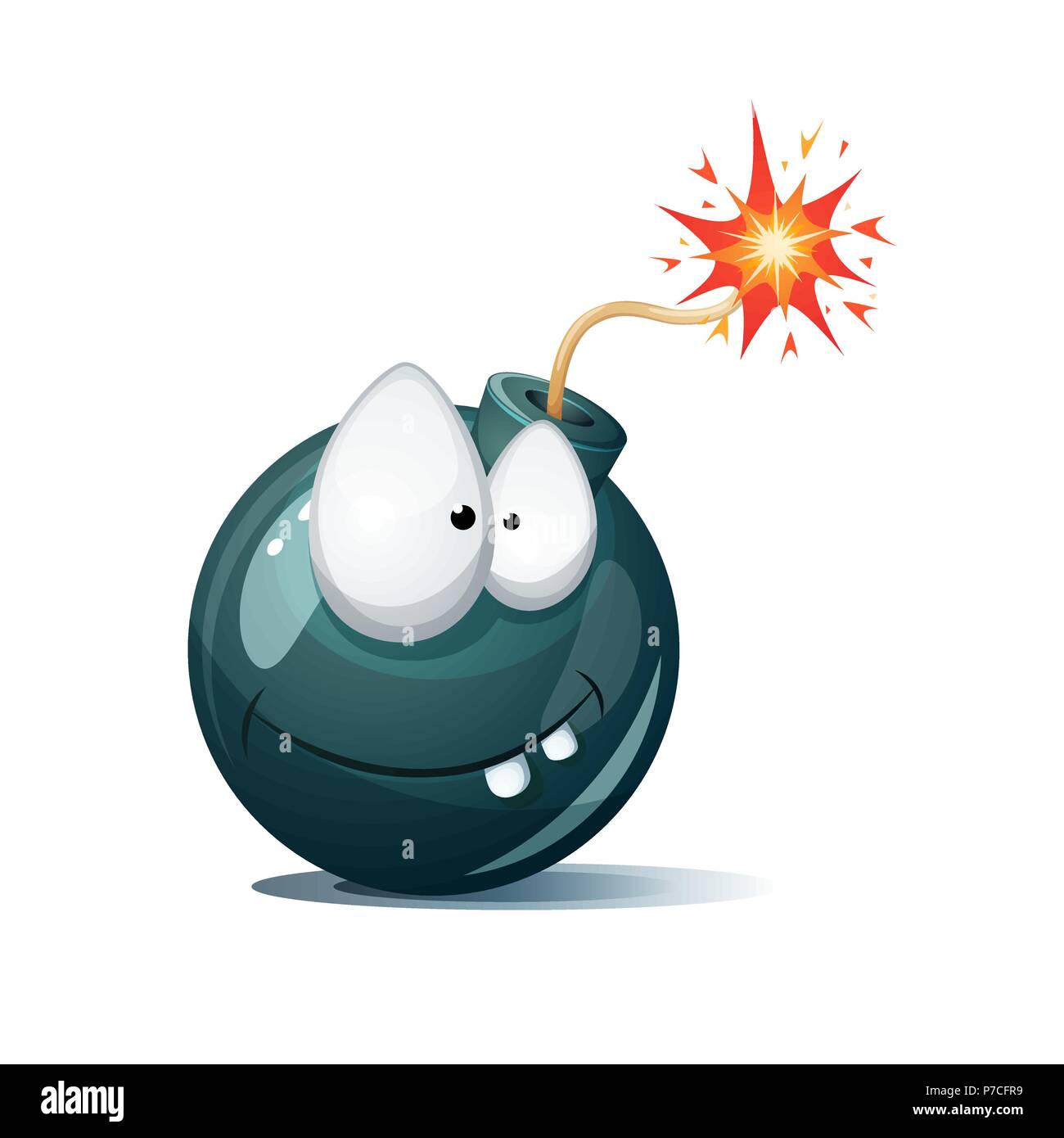 Cute, funny, crazy - cartoon bomb character. Ah,oh smiley Stock Vector ...