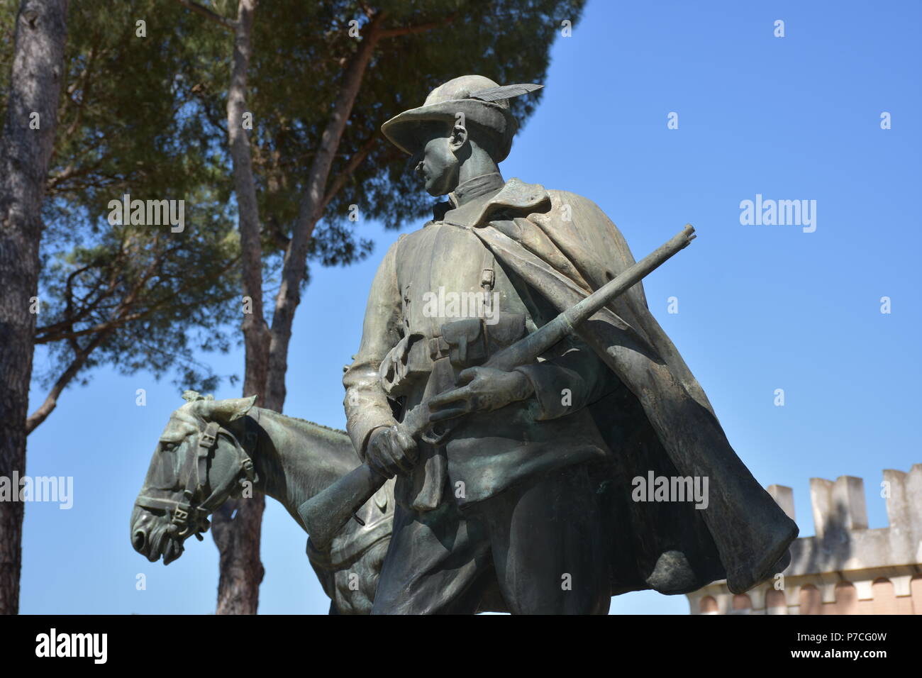 Rome, bronze statues in Villa Borghese that form a monument to the ...
