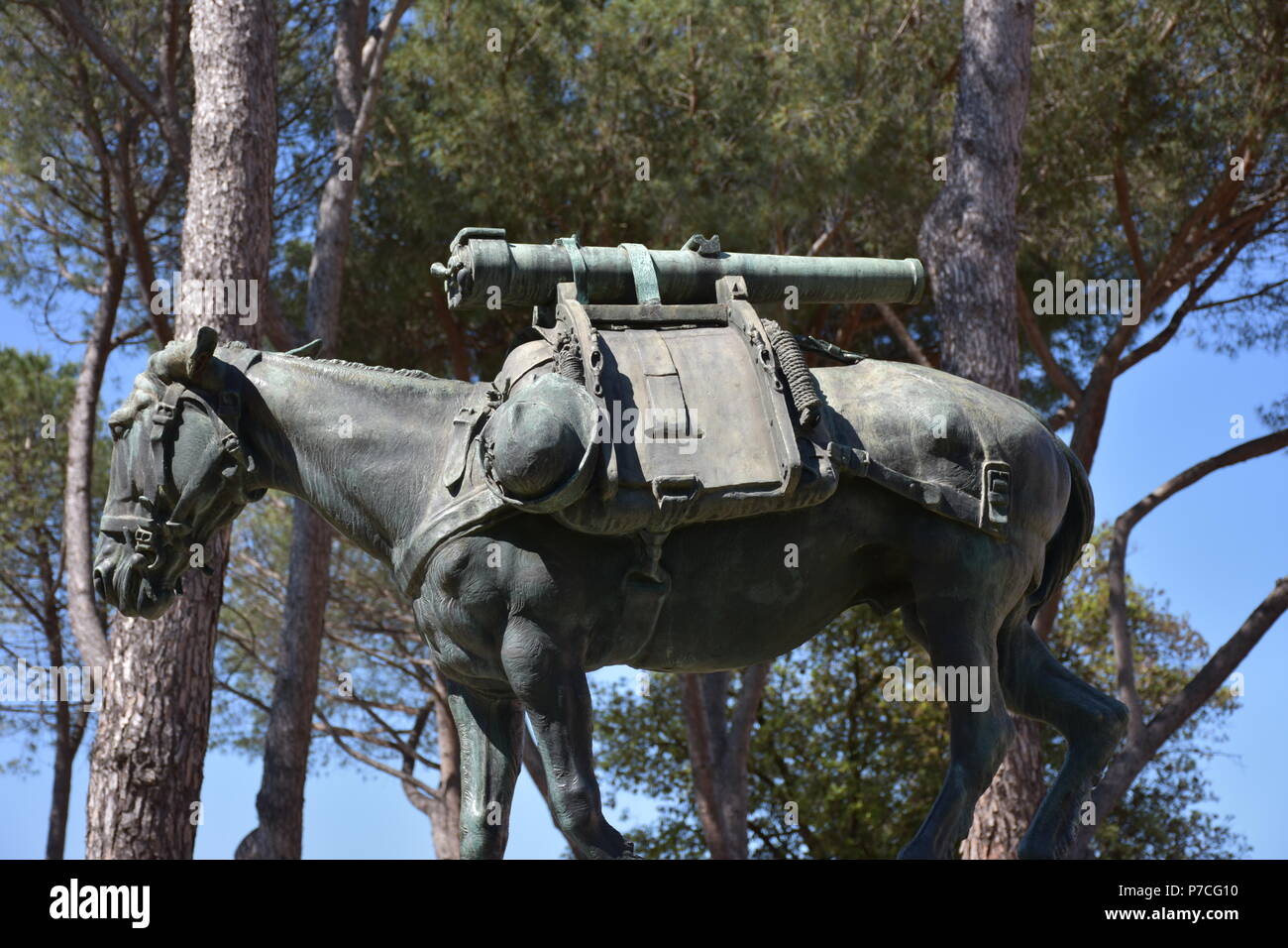 Rome, bronze statues in Villa Borghese that form a monument to the ...
