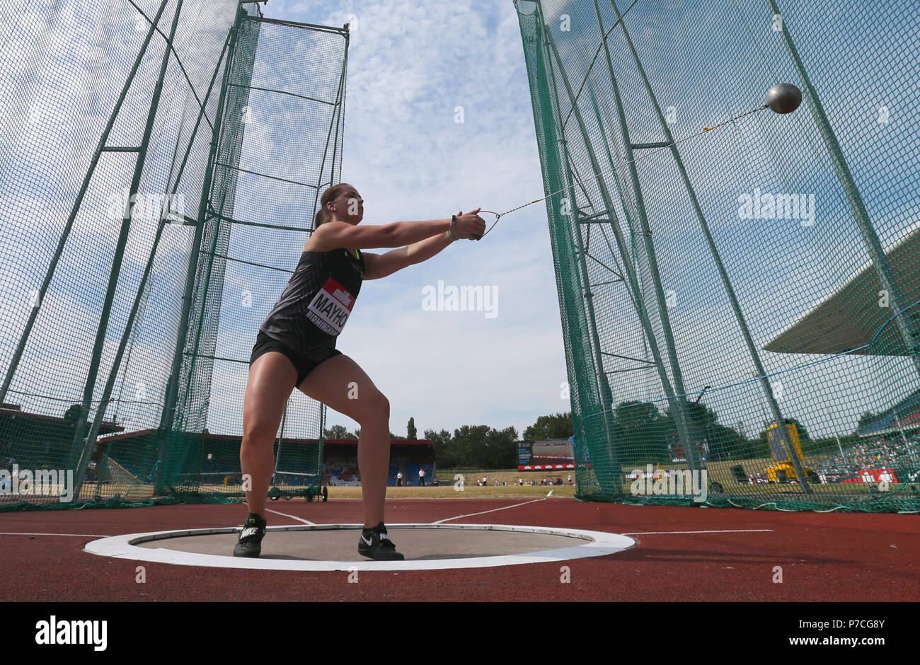 Great Britain's Jessica Mayho competes in the Women's Hammer Throw ...