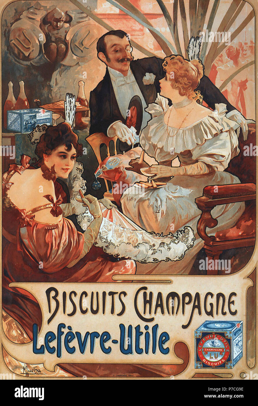Mucha Alphonse Maria - Biscuits Champagne-Lefèvre-Utile 1 1 Stock Photo ...