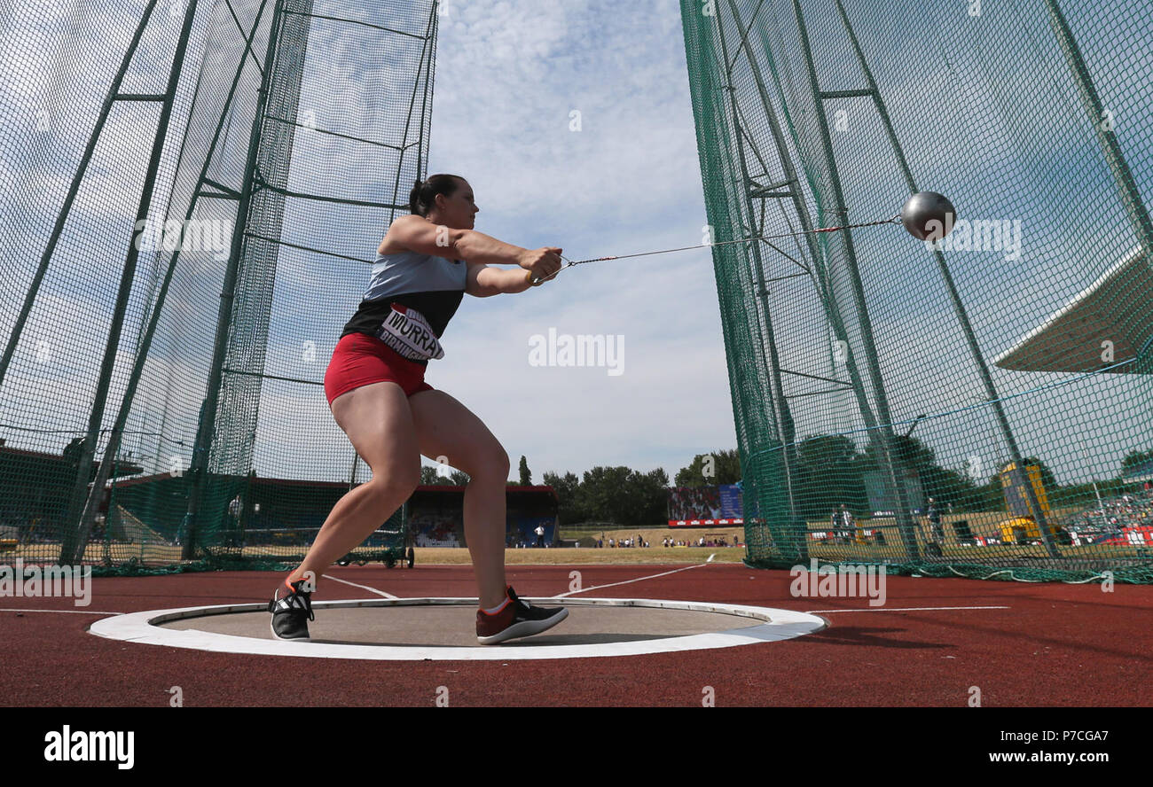 Great Britain's Hayley Murray competes in the Women's Hammer Throw ...