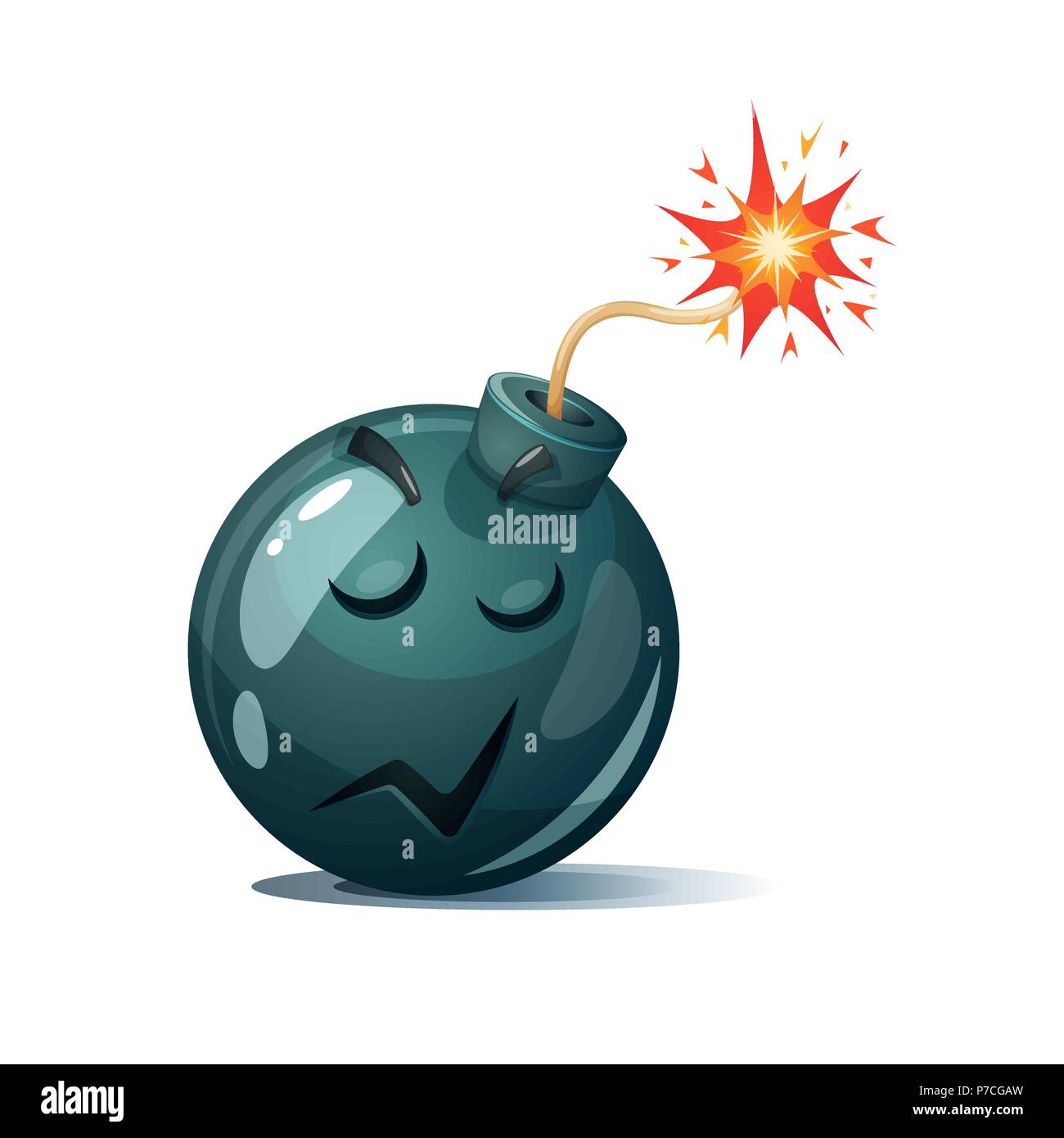 Cute, funny, crazy - cartoon bomb character. Modesty smiley Stock ...