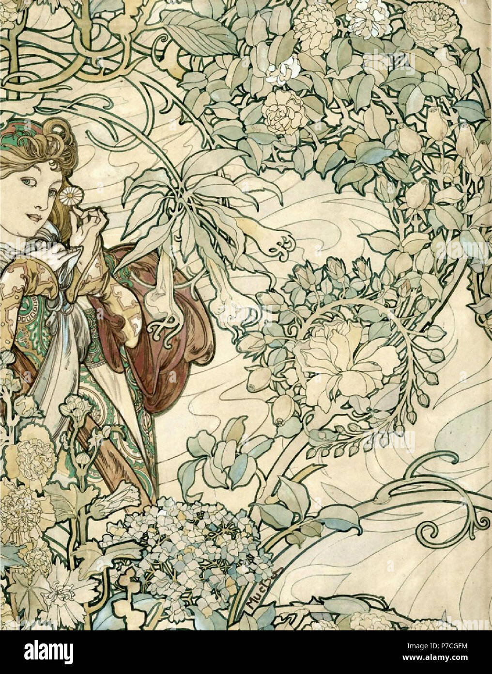 Mucha Alphonse Maria - Fabric Design Stock Photo - Alamy