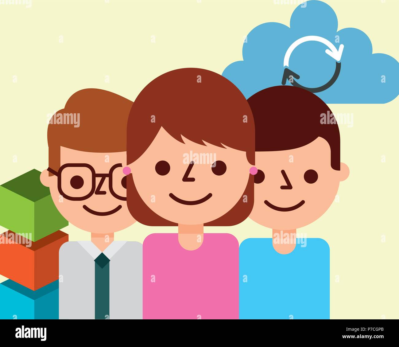 business blockchain people cloud computing vector illustration Stock ...