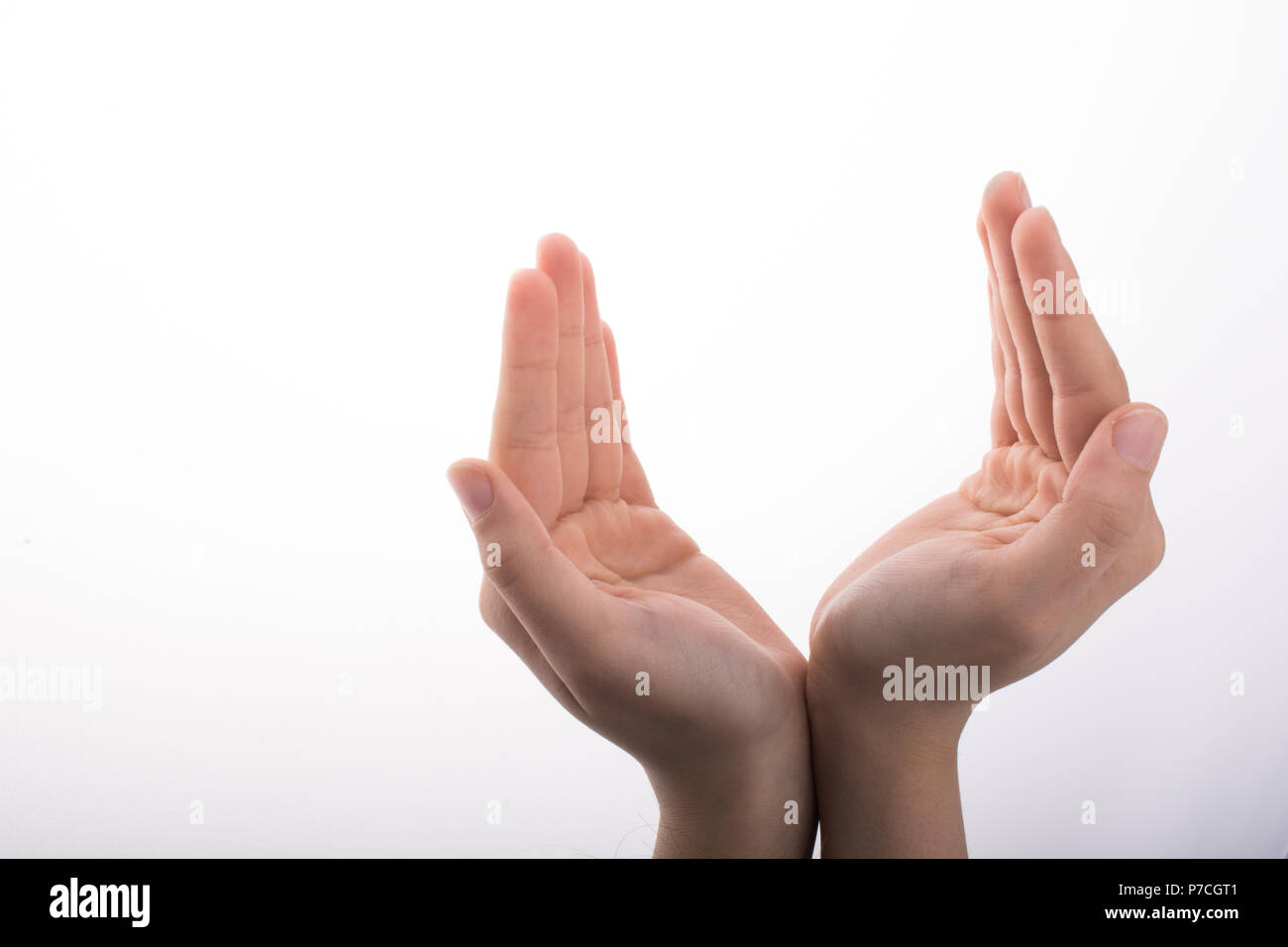 Hand holding on a white background Stock Photo - Alamy