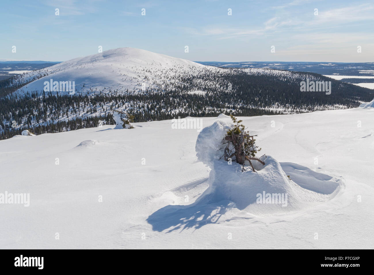 Winter scene from fell Sammaltunturi in Muonio, Finland, Lapland Stock ...