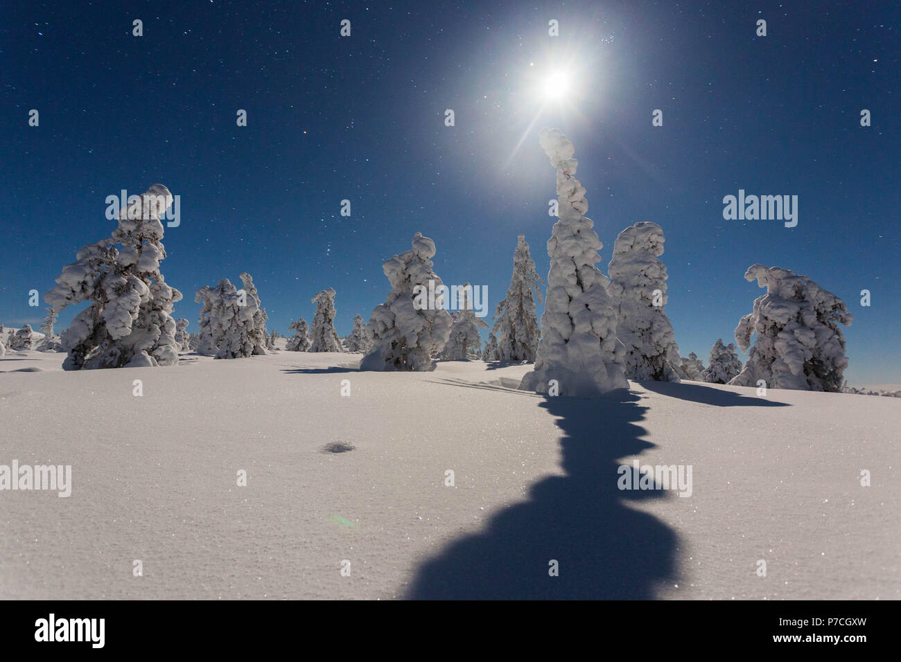 Winter scene from fell Särkituntturi in Muonio, Finland, Lapland Stock ...