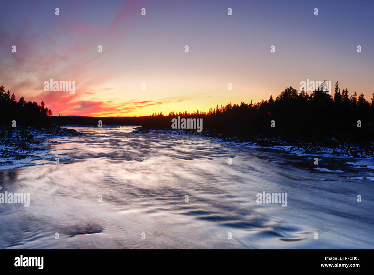 River Muonionjoki between Finland and Sweden. Muonio, Lapland, Finland ...
