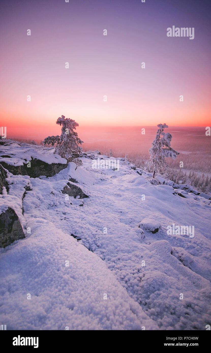 Winter scene from fell Olostunturi in Muonio, Finland, Lapland Stock ...