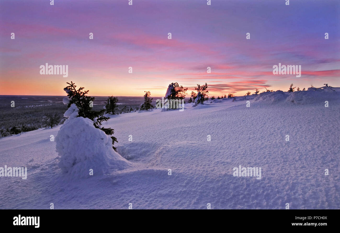 Winter scene from fell Olostunturi in Muonio, Finland, Lapland Stock ...