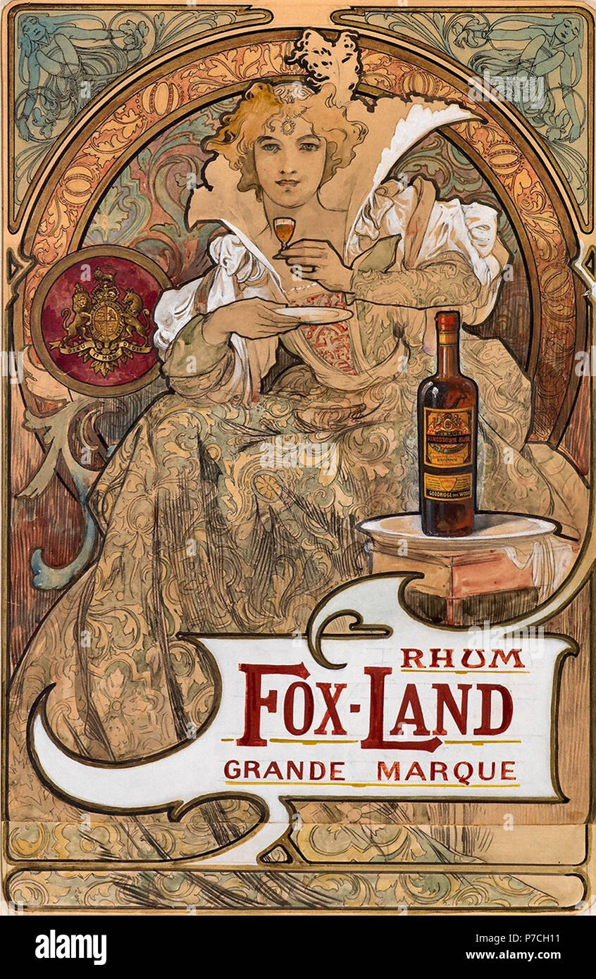 Mucha Alphonse Maria - Rhum Fox-Land Grande Marque Stock Photo - Alamy