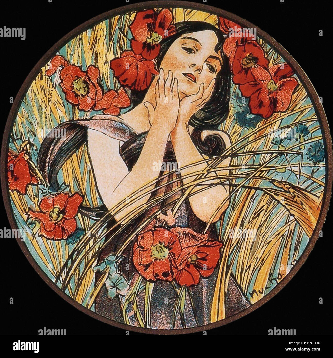 Mucha Alphonse Maria - the Month of August Stock Photo - Alamy