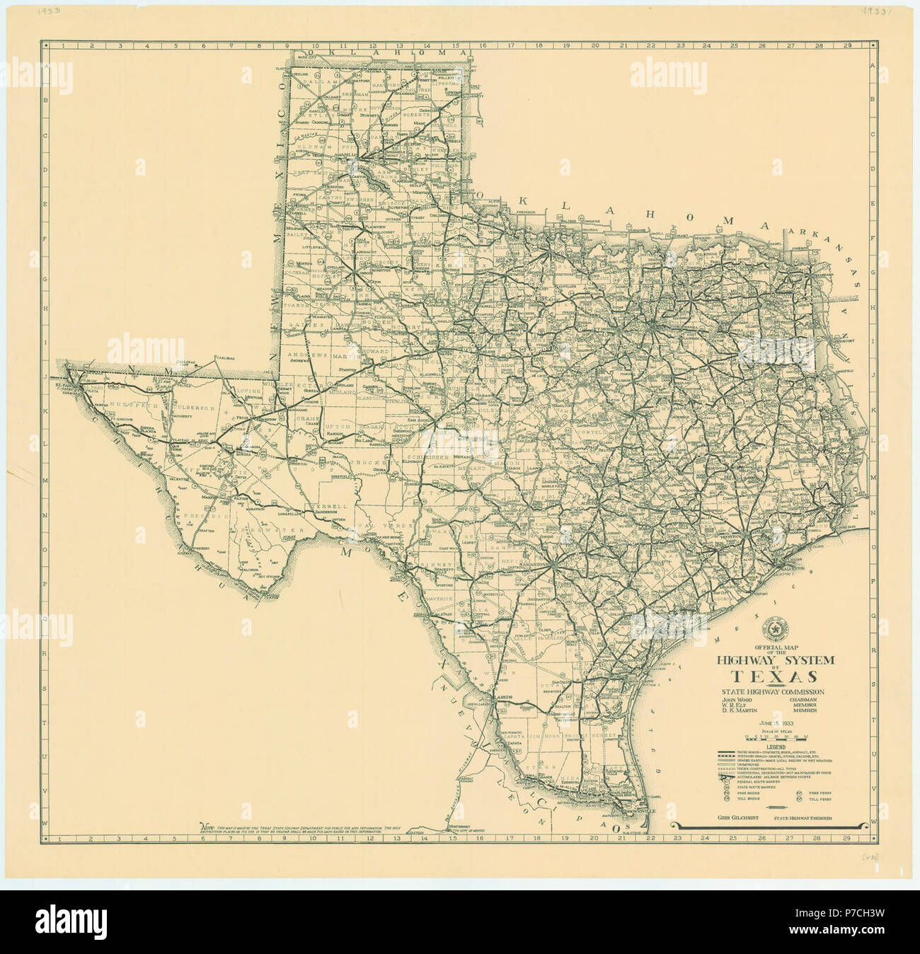 1933 Texas state highway map Stock Photo - Alamy
