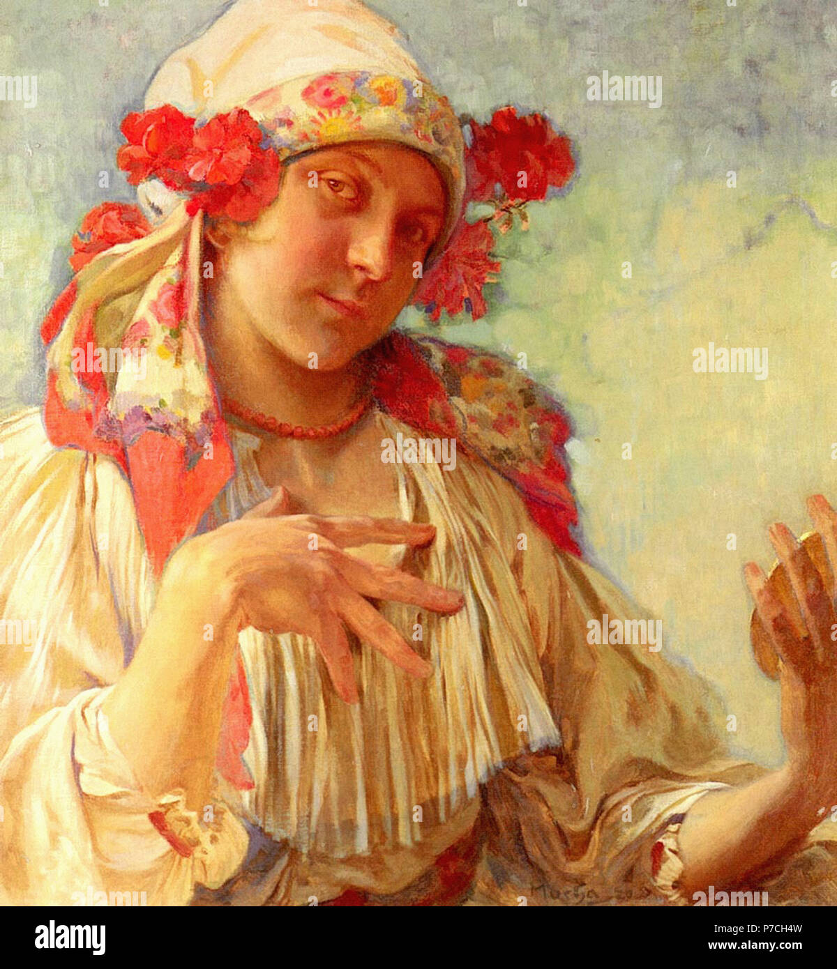 Mucha Alphonse Maria - Young Girl in a Moravian Costume Stock Photo - Alamy