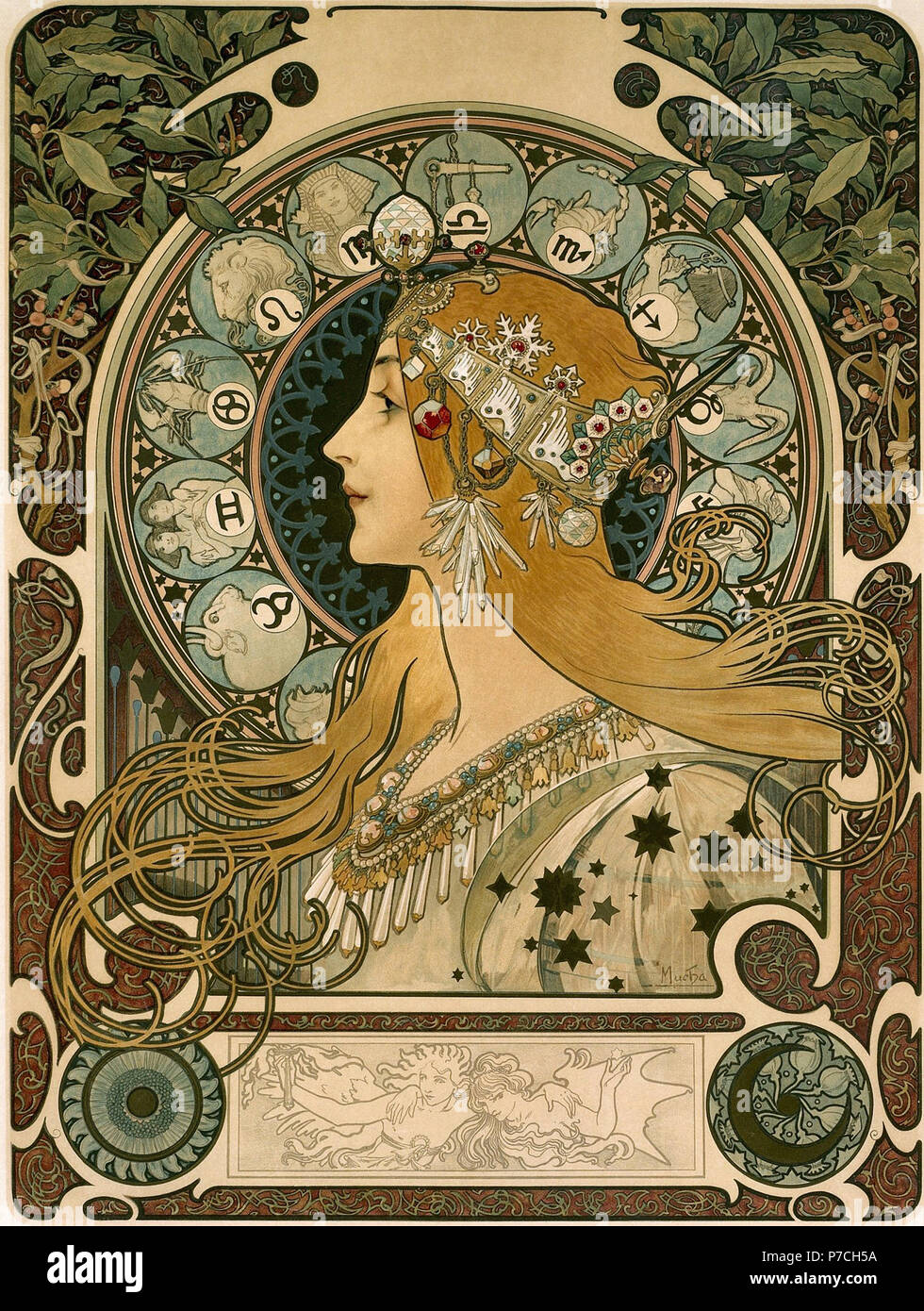 Alphonse mucha zodiac hi-res stock photography and images - Alamy