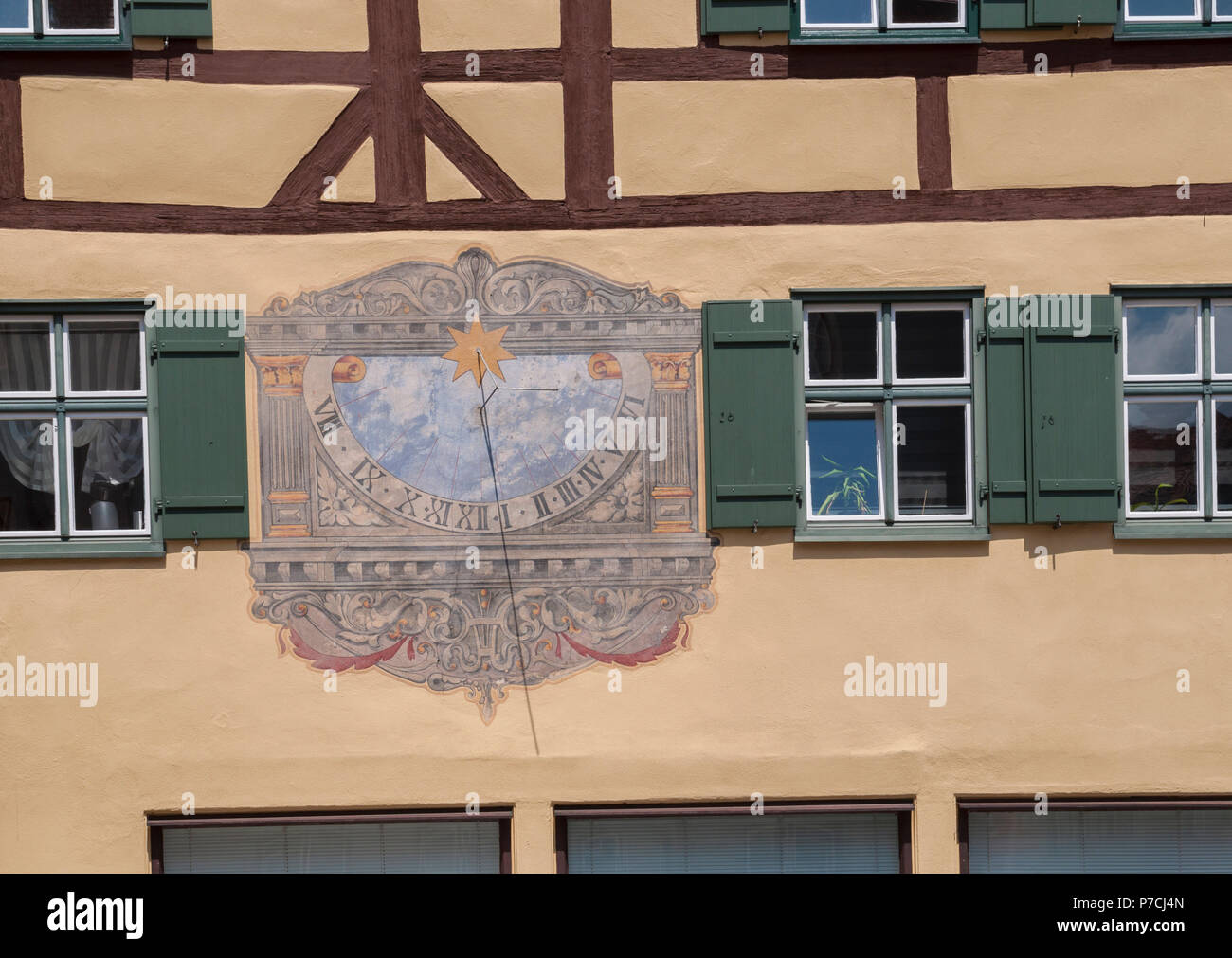 sundial, old-town, dinkelsbuehl, central-franconia, franconia, bavaria ...