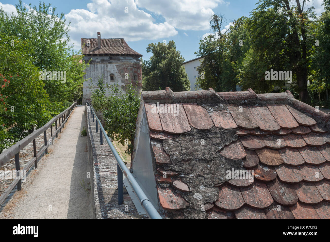 historic city wall, old-town, noerdlingen, Donau-Ries, bavaria, germany ...