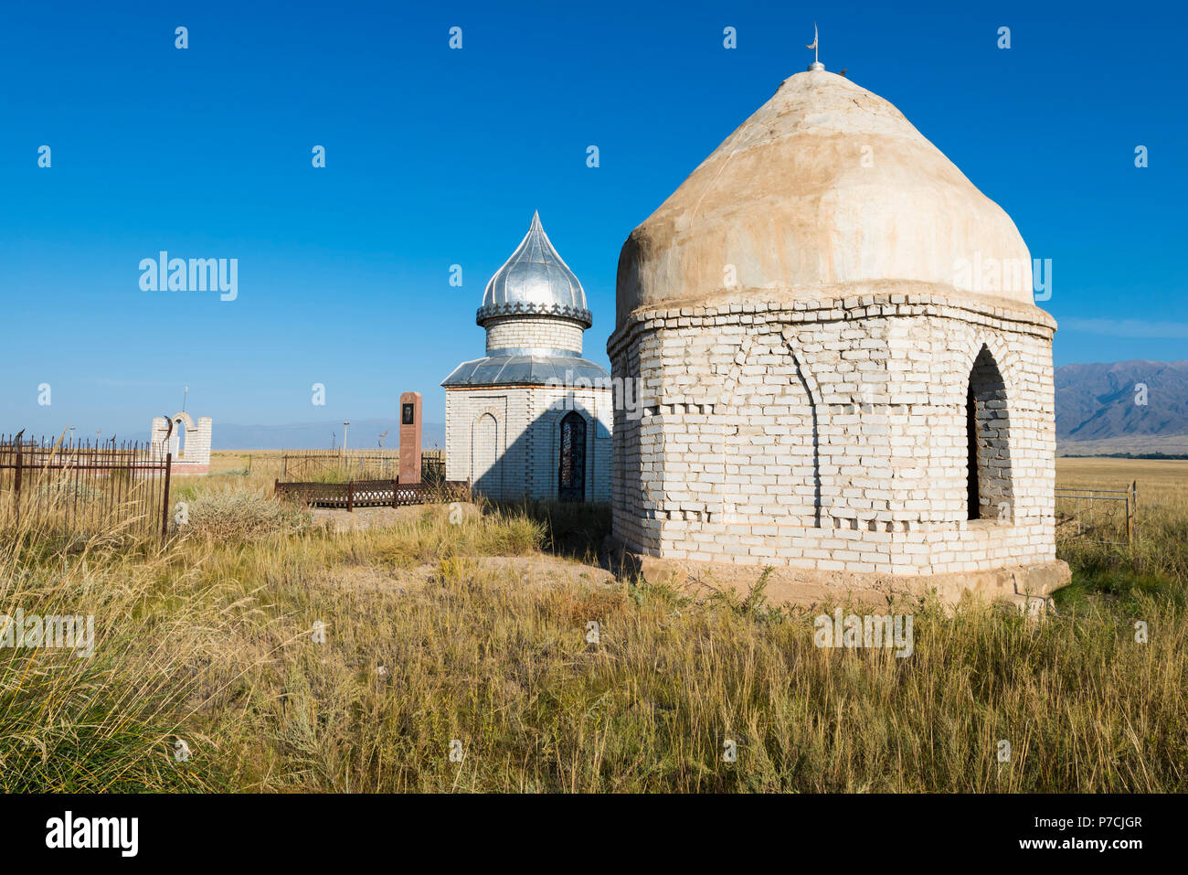 Muslim cemetery, Sati village, Tien Shan Mountains, Kazakhstan Stock ...