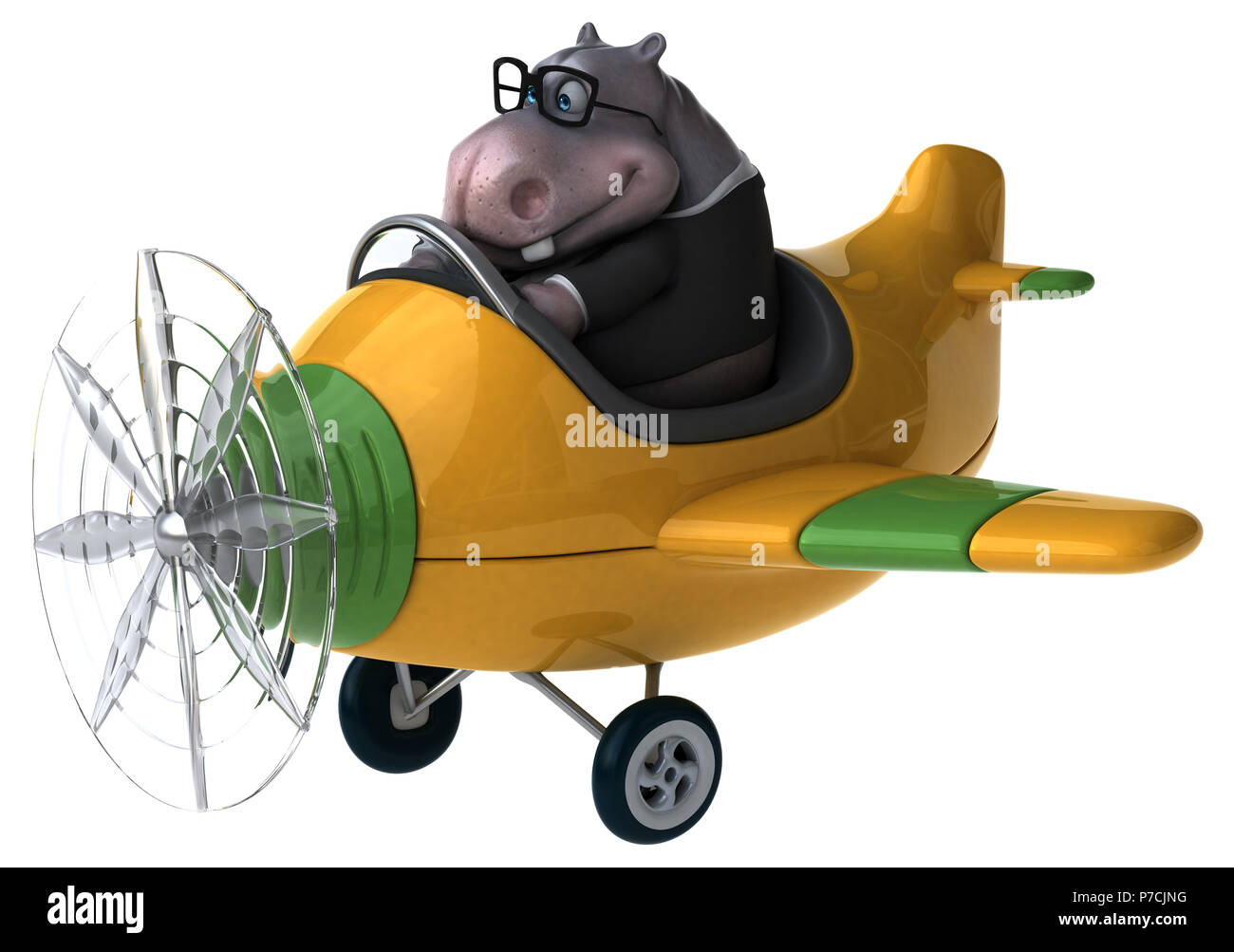 Fun hippo - 3D Illustration Stock Photo - Alamy