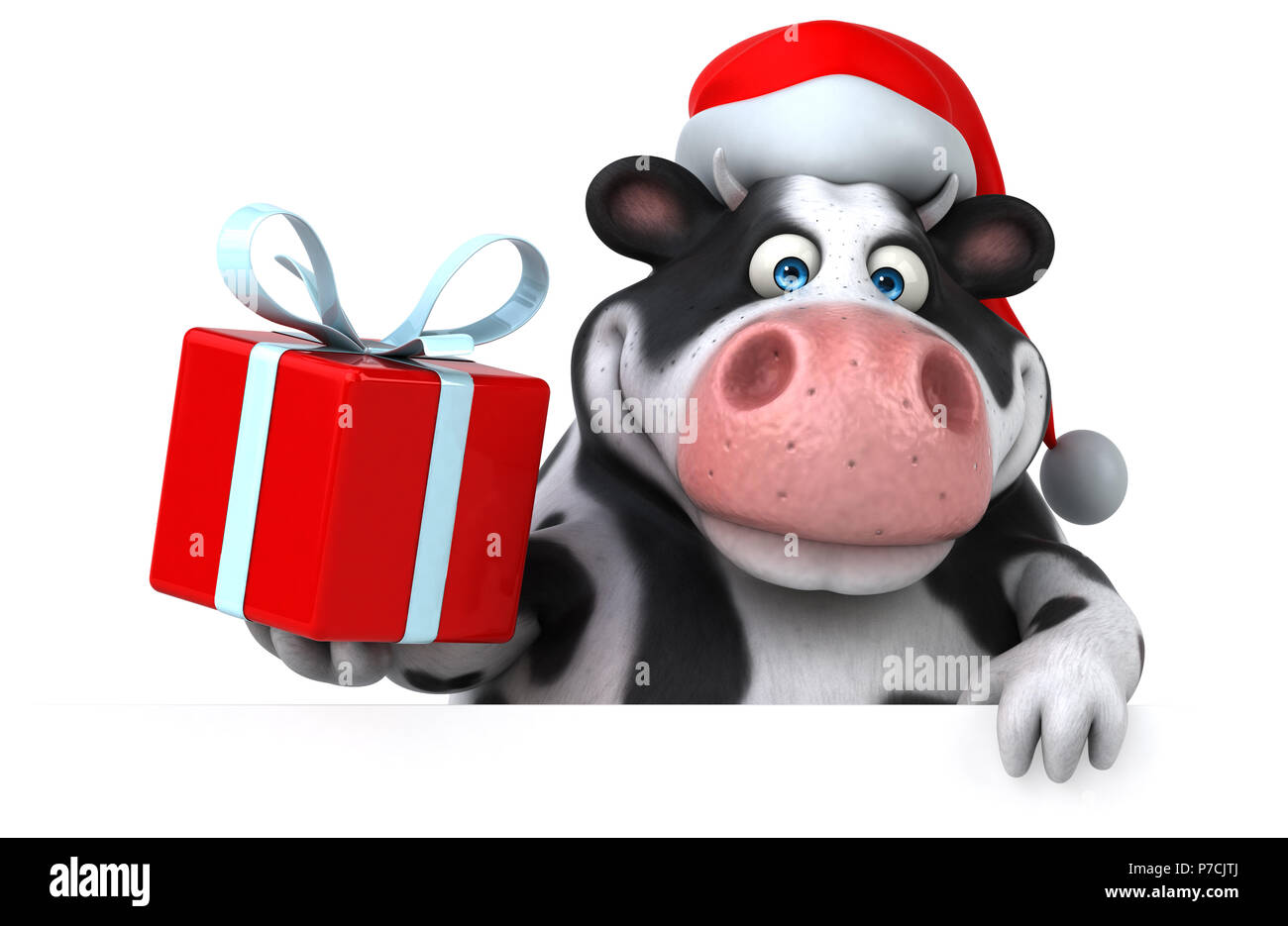 Fun santa cow - 3D Illustration Stock Photo - Alamy